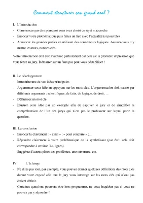 Exemples de Plans pour Ton Grand Oral - PDF Gratuit Inclus (Grand oral) - Knowunity
