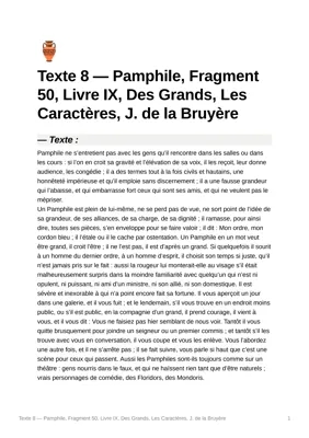 Pamphile La Bruyère - Analyse Linéaire et Def (Français) - Knowunity