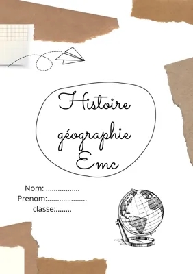 Page de Garde Histoire Géo et EMC à Imprimer pour la 6ème et 5ème (Histoire) en PDF - Knowunity