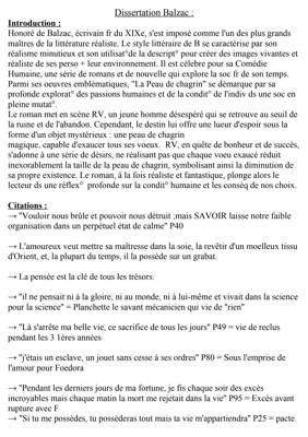 Citations La Peau de chagrin et Dissertation Analyse PDF (Français ...