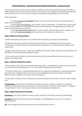 Exemple de Dossier Personnel LLCE Terminale - Méthodologie et Exemples (LLCA) en PDF - Knowunity