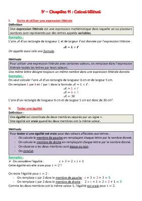 Exercice Math 5Ème Calcul Littéral – EXXUHB
