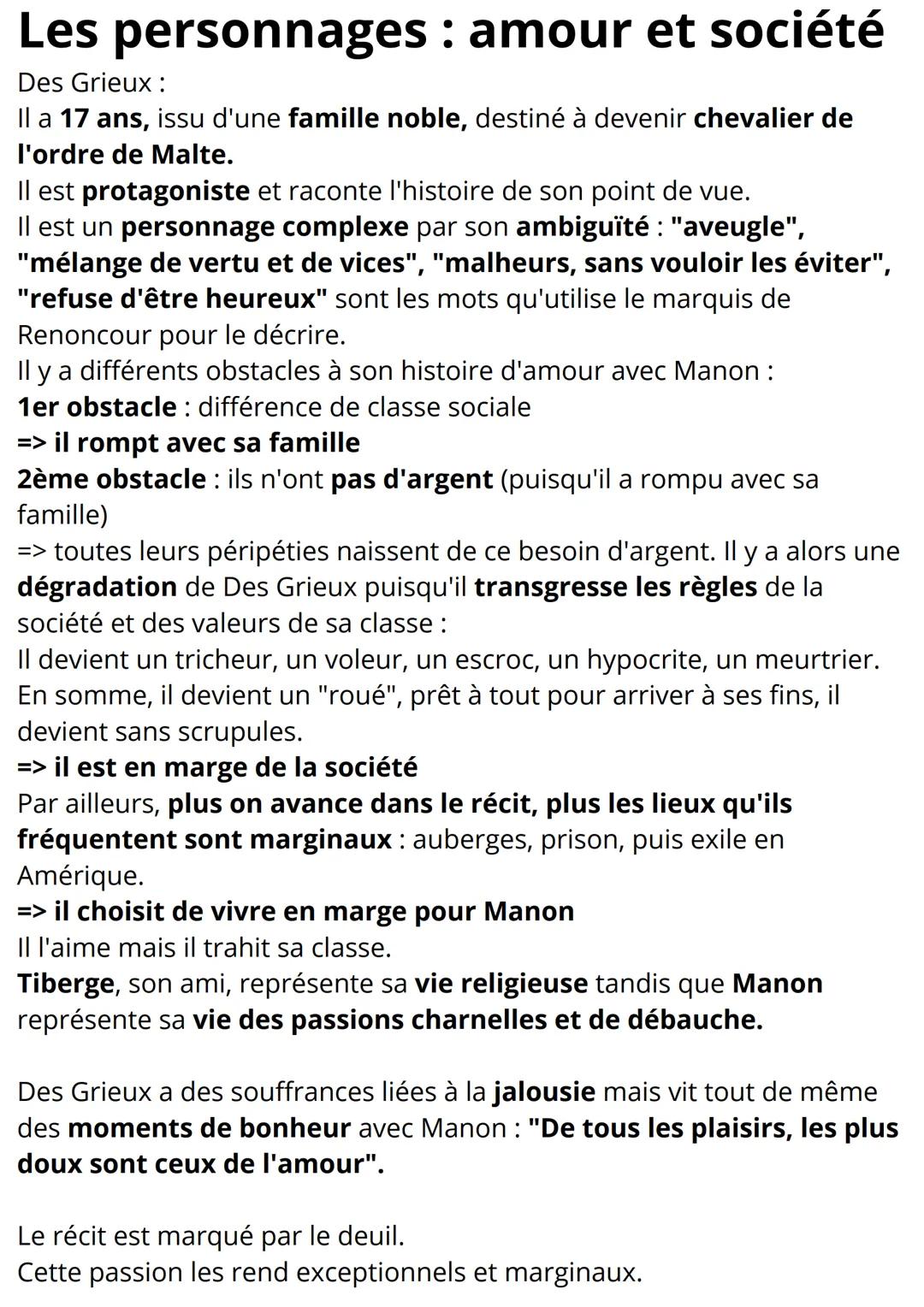 Explication simple: Fiche de lecture Manon Lescaut - résumé, analyse ...