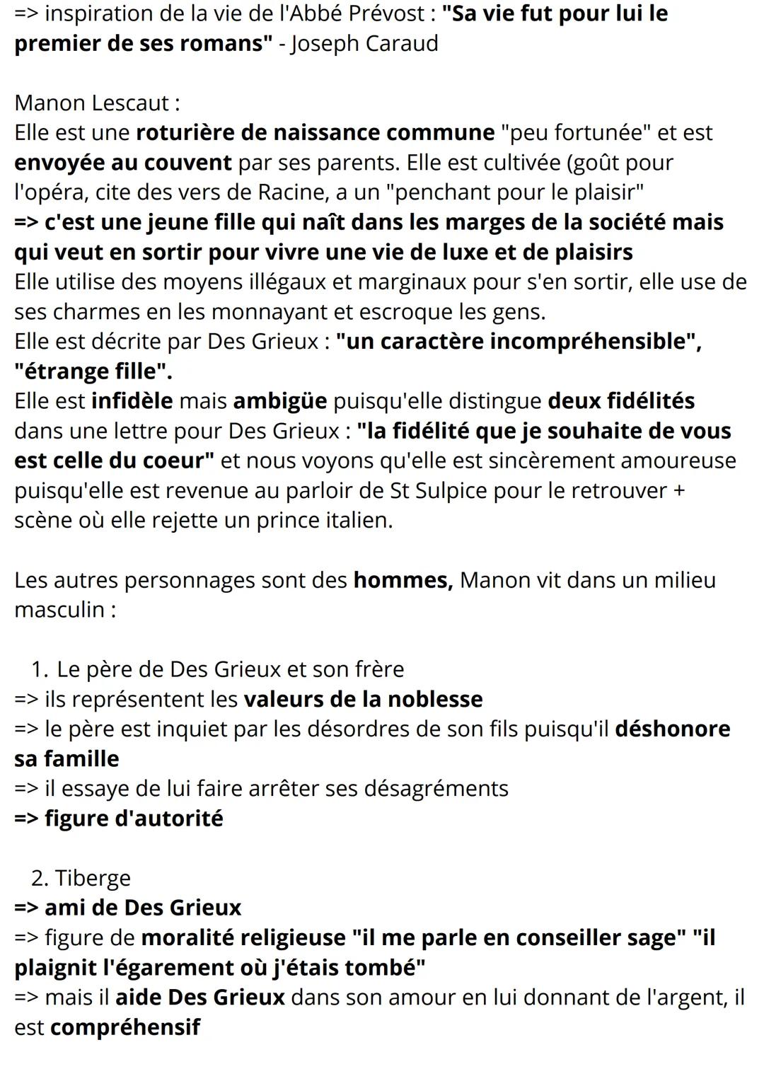 Explication simple: Fiche de lecture Manon Lescaut - résumé, analyse ...