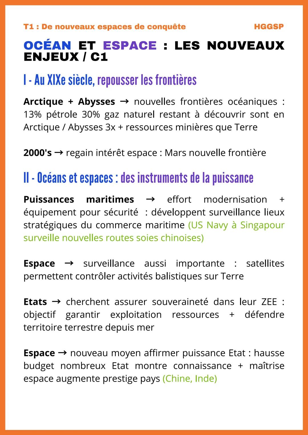 De nouveaux espaces de conquête HGGSP - Fiche de révision Terminale ...