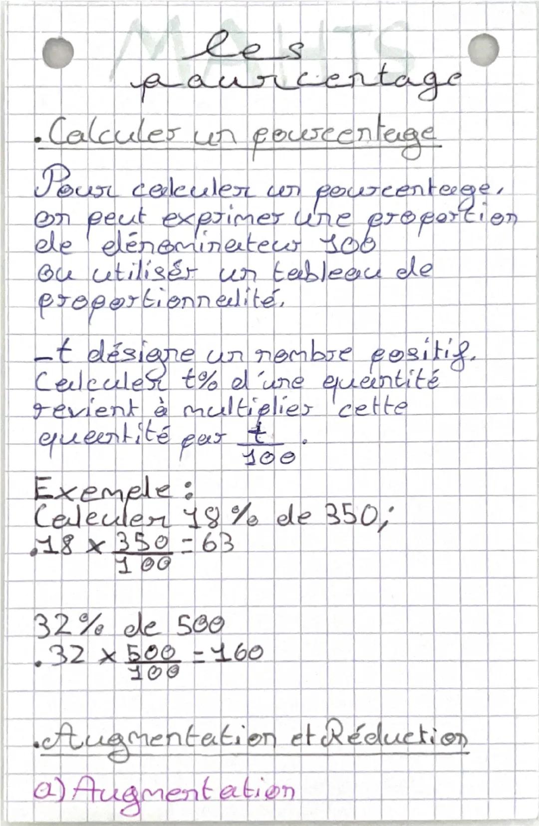 Fiches révision Pourcentage (Maths) en PDF - Knowunity