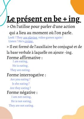Anglais : Exercice Présent Simple et BE+ING - PDF + Correction (Anglais ...