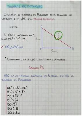 Fiche de Révision Théorème de Pythagore et Thalès 3ème et 4ème (Maths) - Knowunity