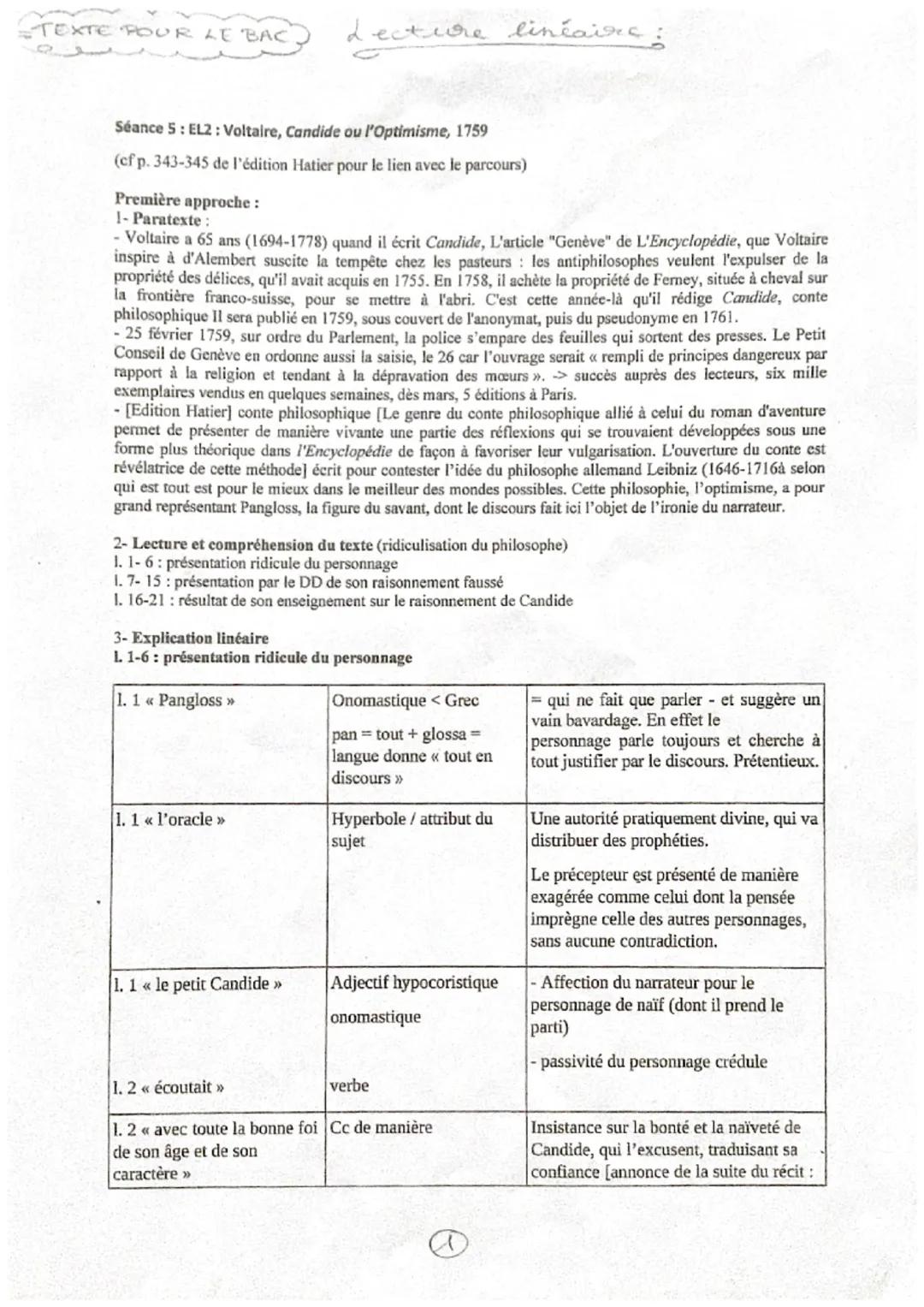 Explication simple: Analyse linéaire Candide chapitre 1 : Voltaire et l ...