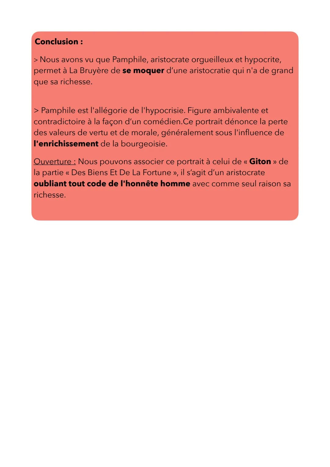 Analyse Linéaire de Pamphile La Bruyère - Les Caractères (Français ...