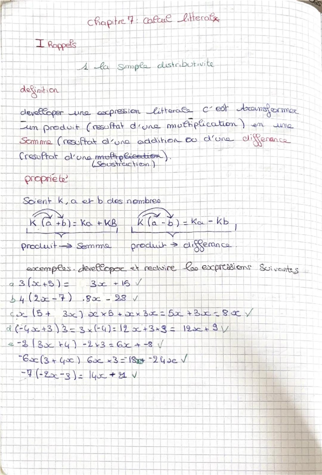 Calcul littéral + factorisation d’une expression littérale (Maths) en ...