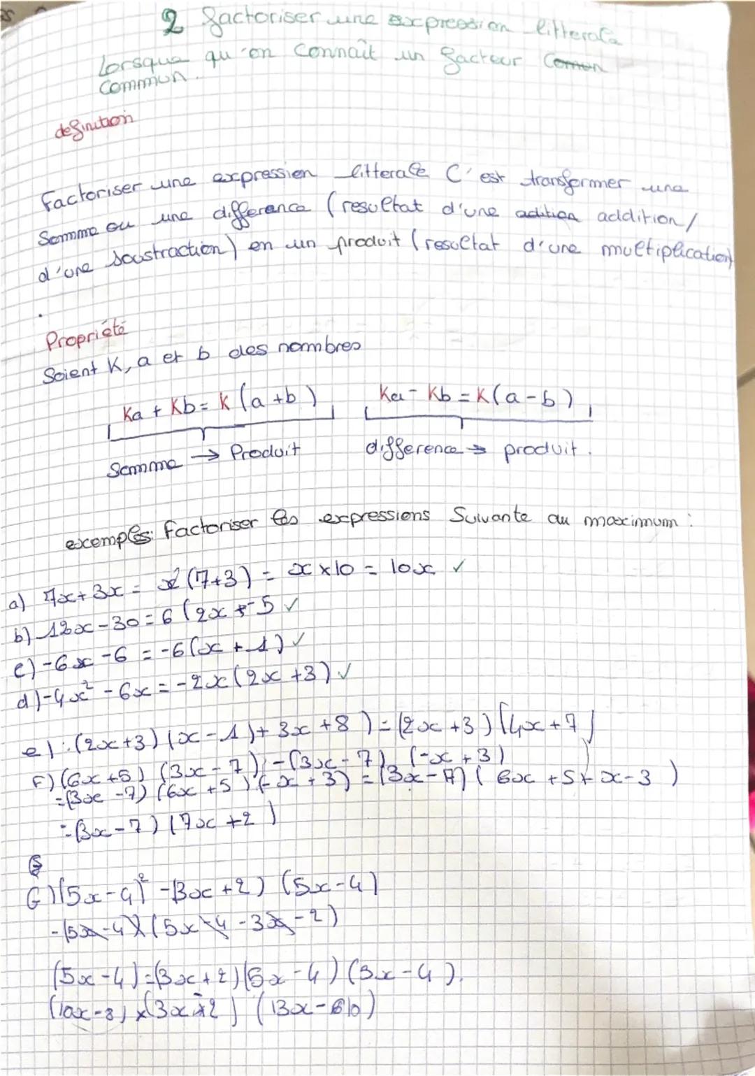 Calcul littéral + factorisation d’une expression littérale (Maths) en ...
