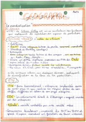 La métropolisation : un processus mondial différencié 1ère - Fiche de ...