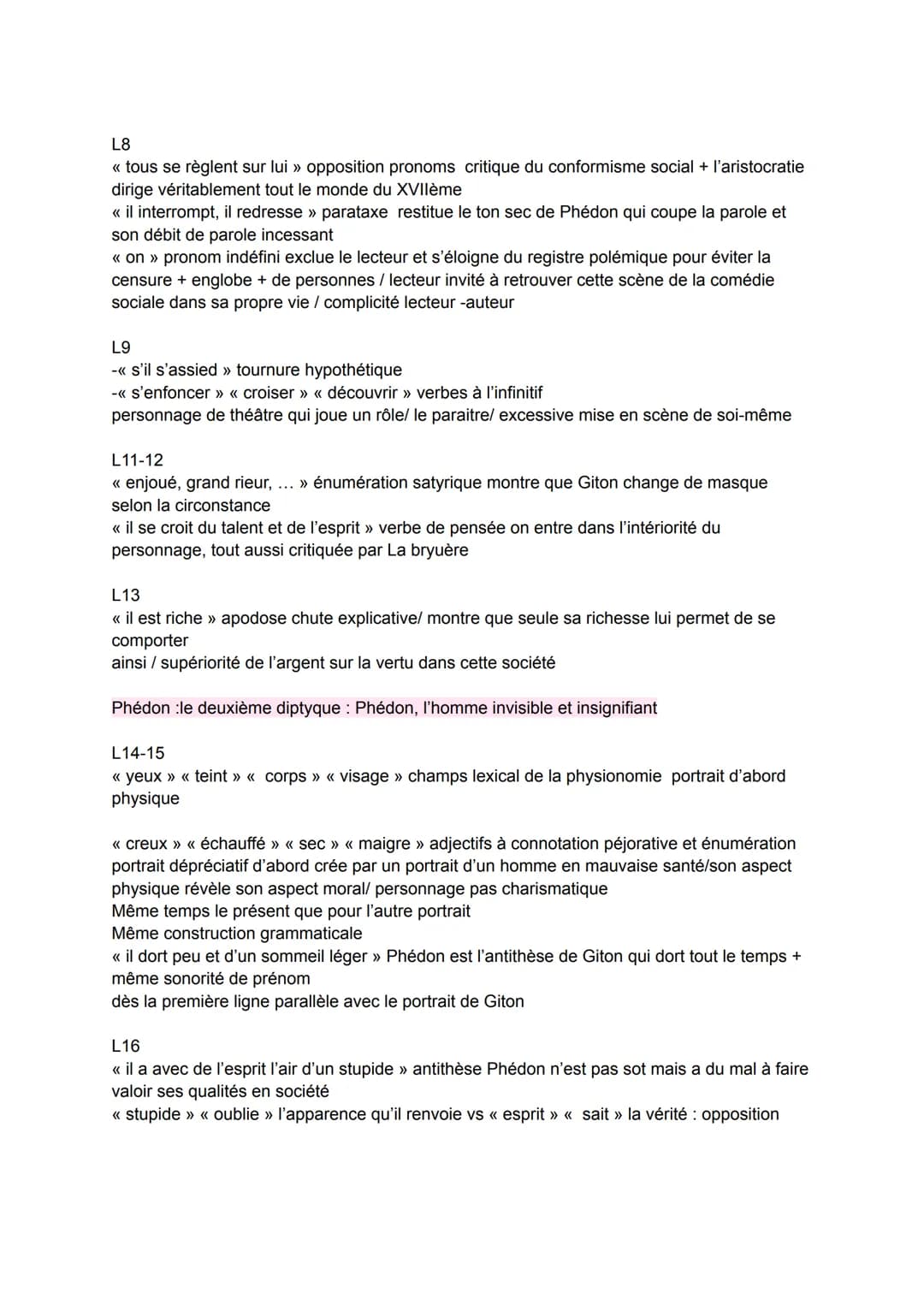 Explication simple: Analyse linéaire Giton et Phédon, Les Caractères La ...