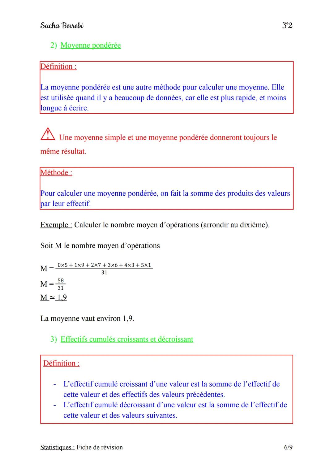 Statistiques 3ème - Cours et Exercices Corrigés PDF (Maths) - Knowunity