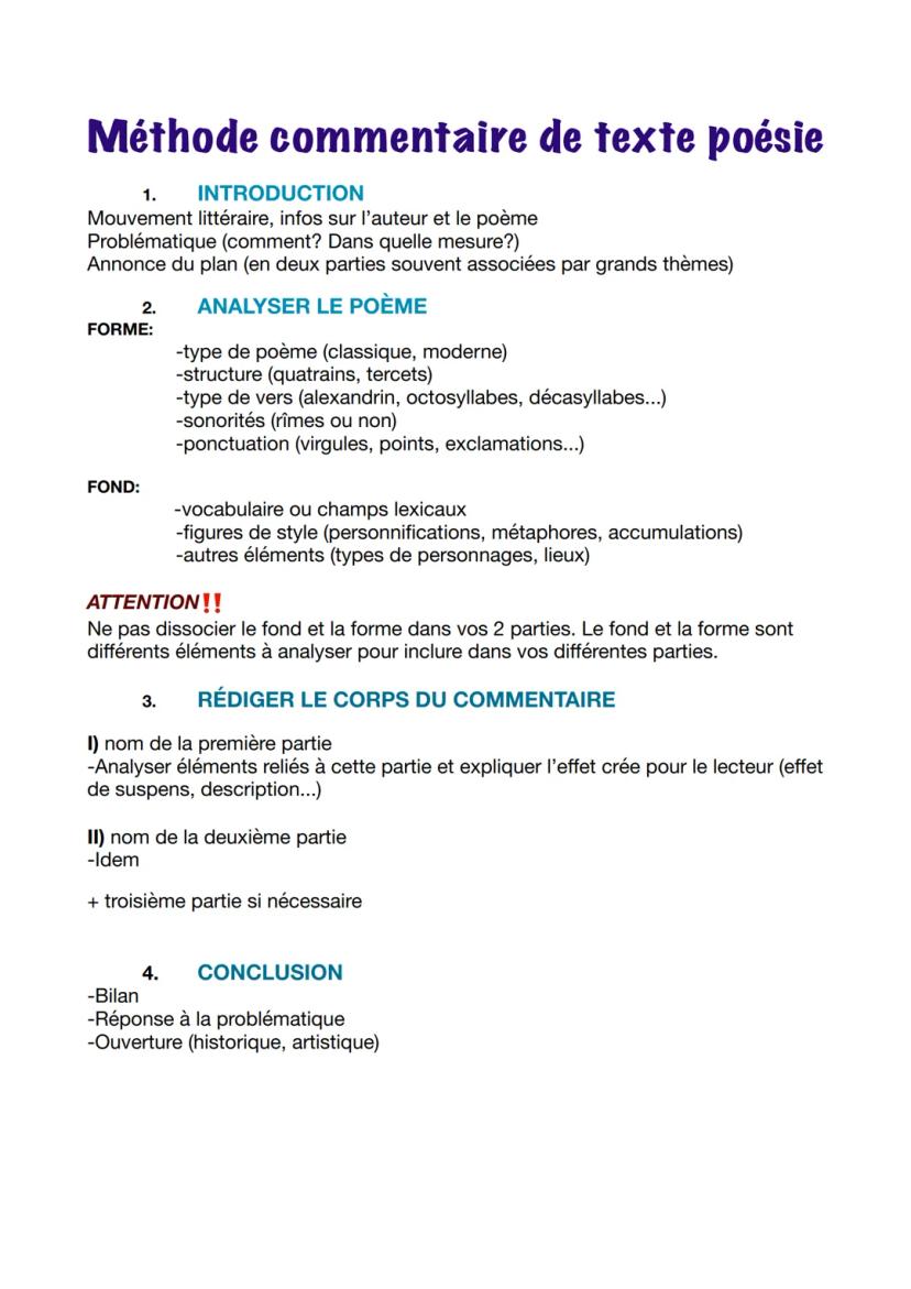 Commentaire poésie : méthodologie, exemples et corrigés (Français) en ...