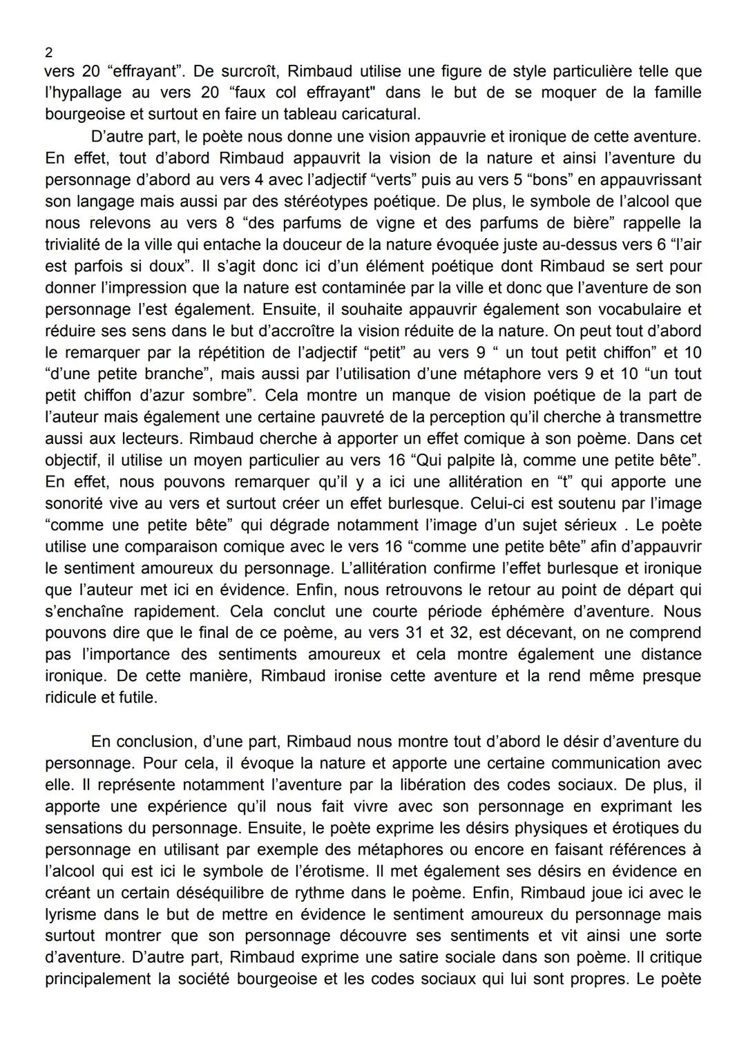 Analyse linéaire du Roman de Rimbaud - Thèmes et Texte expliqués ...