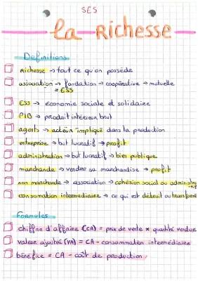 Formules pour Calculer Bénéfice et Chiffre d'Affaire (SES) - Knowunity