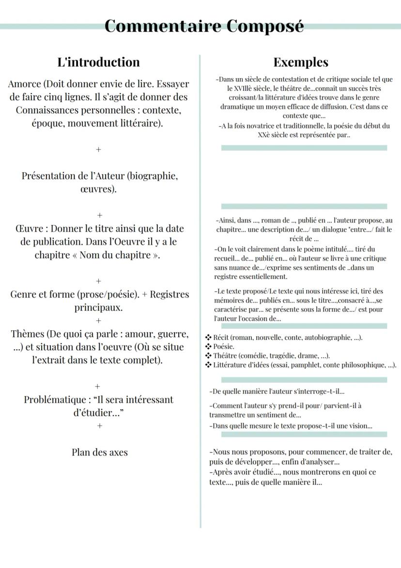 Exemple de Commentaire Composé Corrigé pour Bac Français (Français) en ...