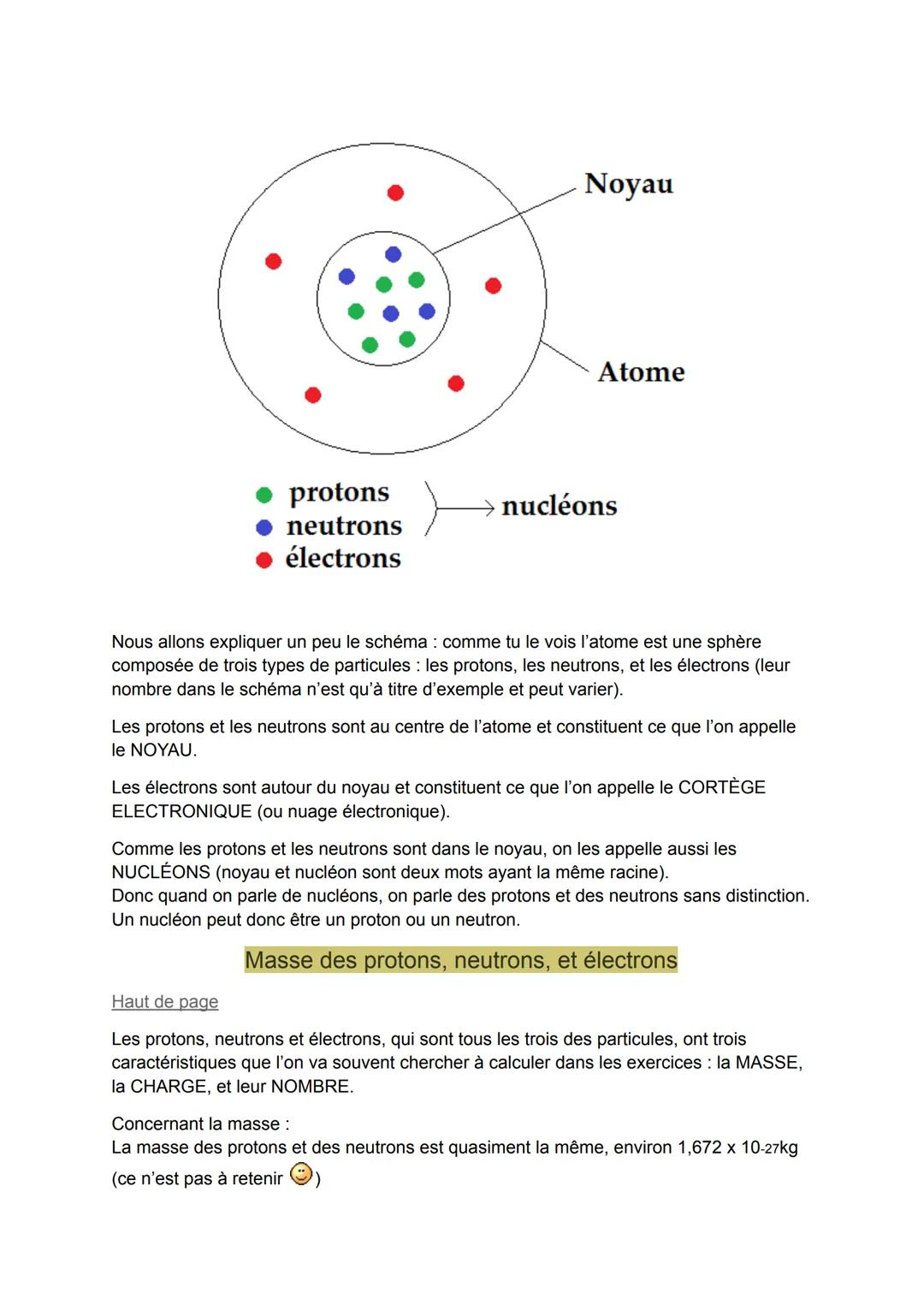 Comprendre les Atomes : Protons, Neutrons et Électrons (SVT) en PDF ...