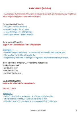 Prétérit ou Present Perfect : Exercice et Révisions Faciles (Anglais ...