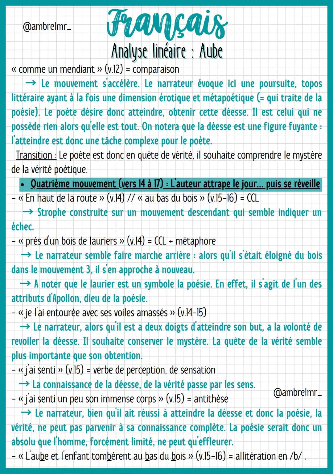 Analyse linéaire du poème Aube d'Arthur Rimbaud - PDF et Explications ...