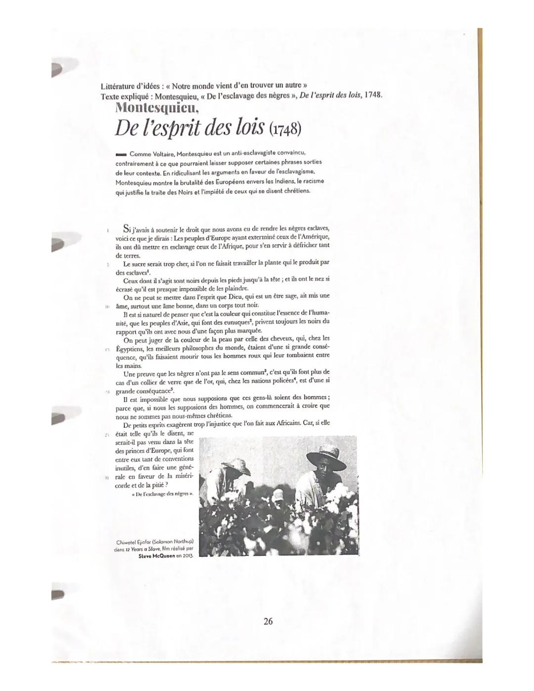 Montesquieu: Analyse Linéaire et Résumé de 'De l'esclavage des négres ...