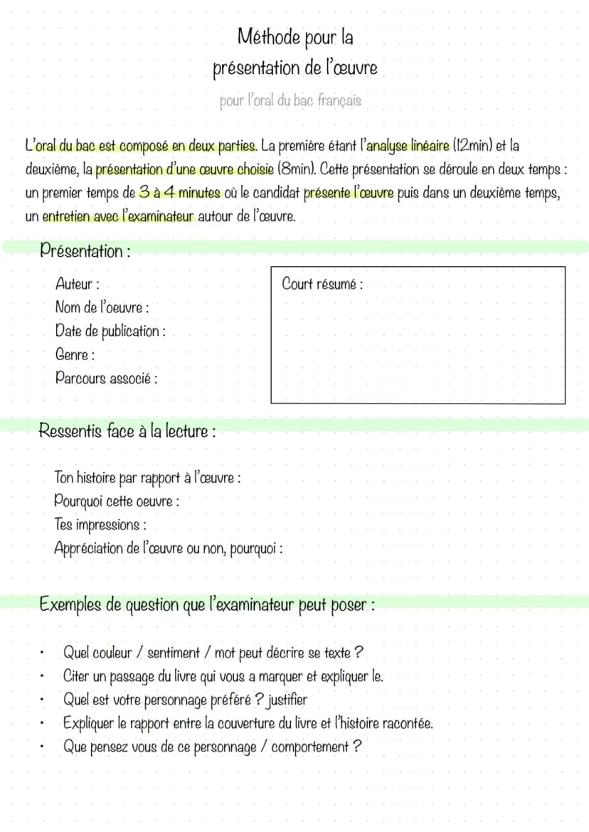 Guide Pratique : Méthode de Présentation Orale pour le Bac Français ...