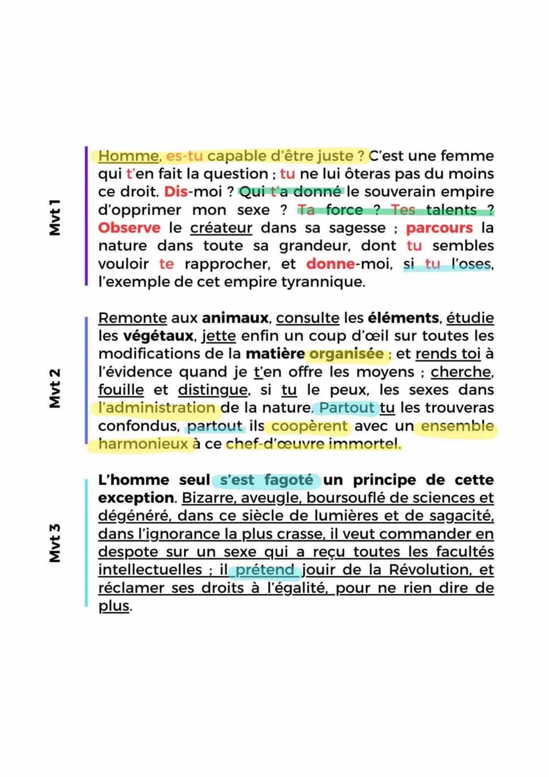 Explication simple: Analyse linéaire de « Adresse aux hommes » d'Olympe ...