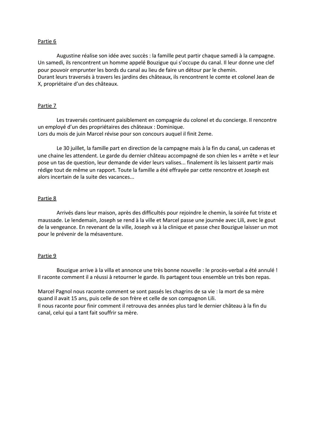 Explication simple: Le Château de ma Mère - Résumé court, analyse et questions réponses PDF ...