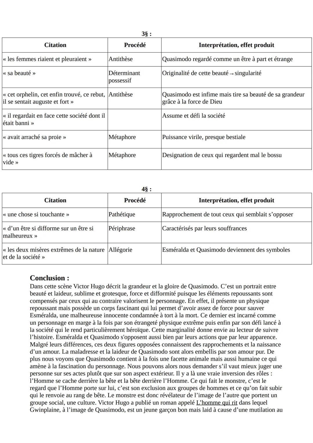Analyse linéaire Notre-Dame de Paris : Quasimodo sauve Esméralda ...