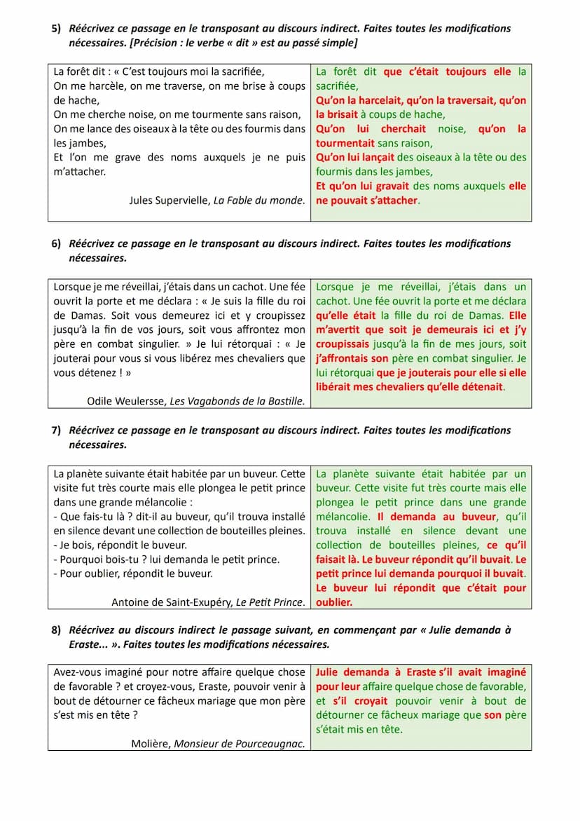 Amuse-toi avec le Discours Direct et Indirect: Exercices Corrigés PDF ...