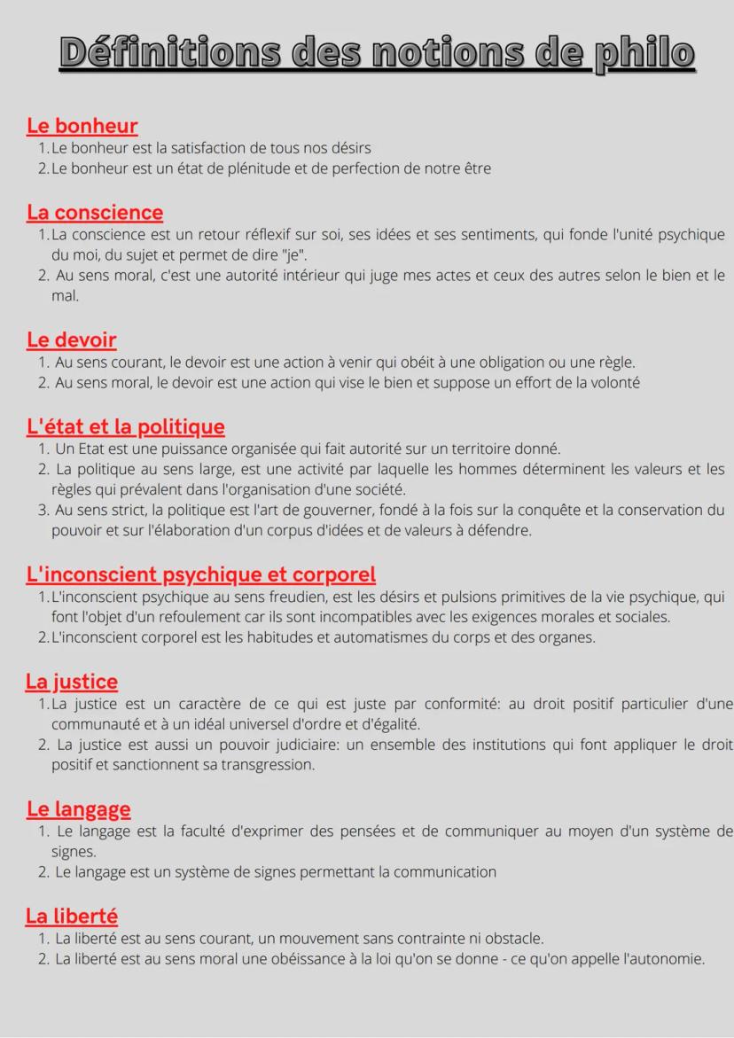 Explication simple: Les 17 notions de philo 2023 : Définitions et Concept pdf (Philosophie ...