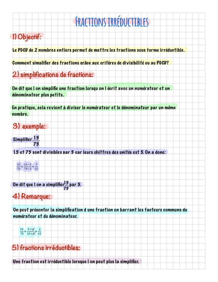 Explication simple: Fraction Irréductible Exercice Corrigé et PGCD ...