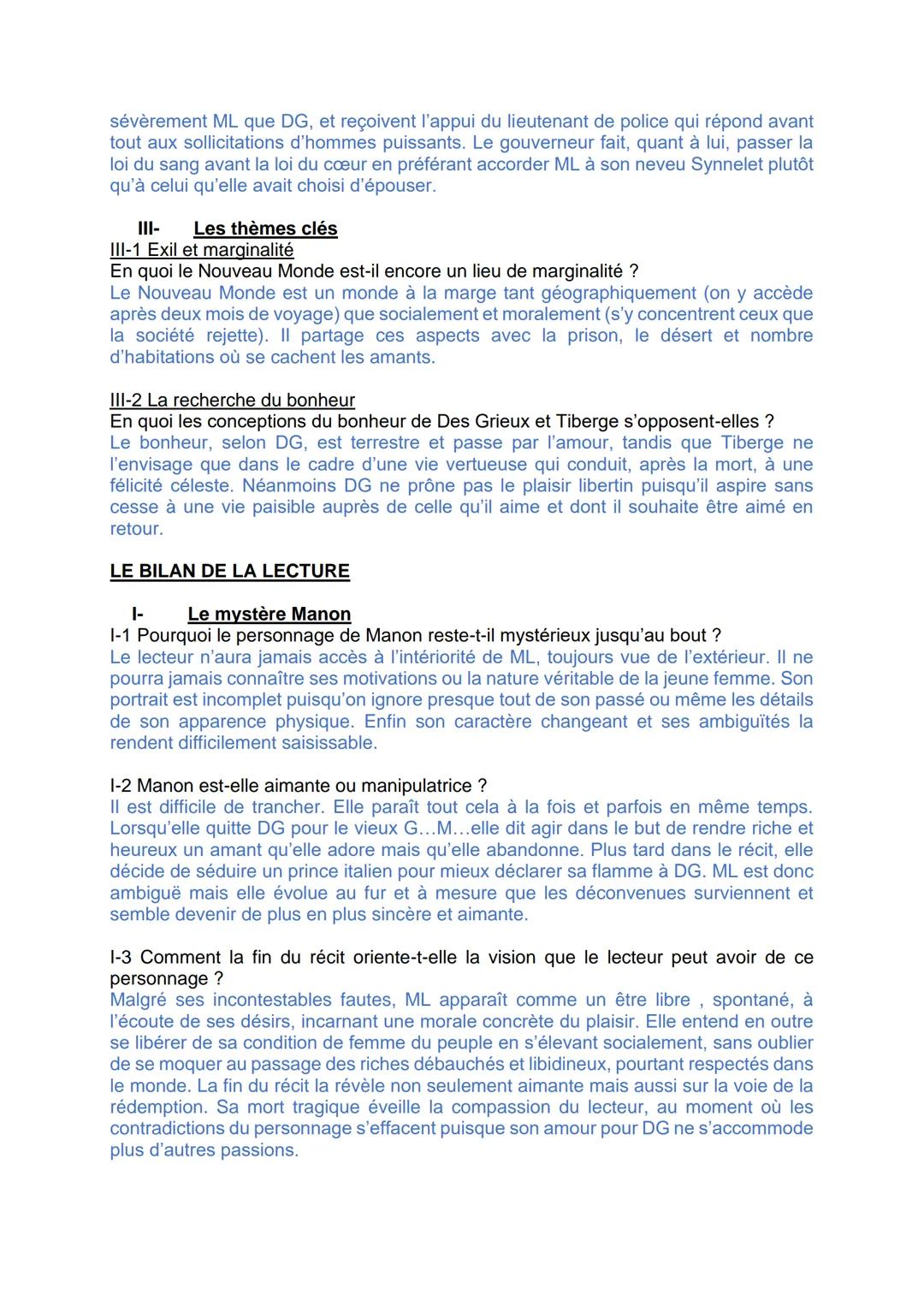 Explication simple: Résumé Manon Lescaut par Chapitre - Fiche de ...