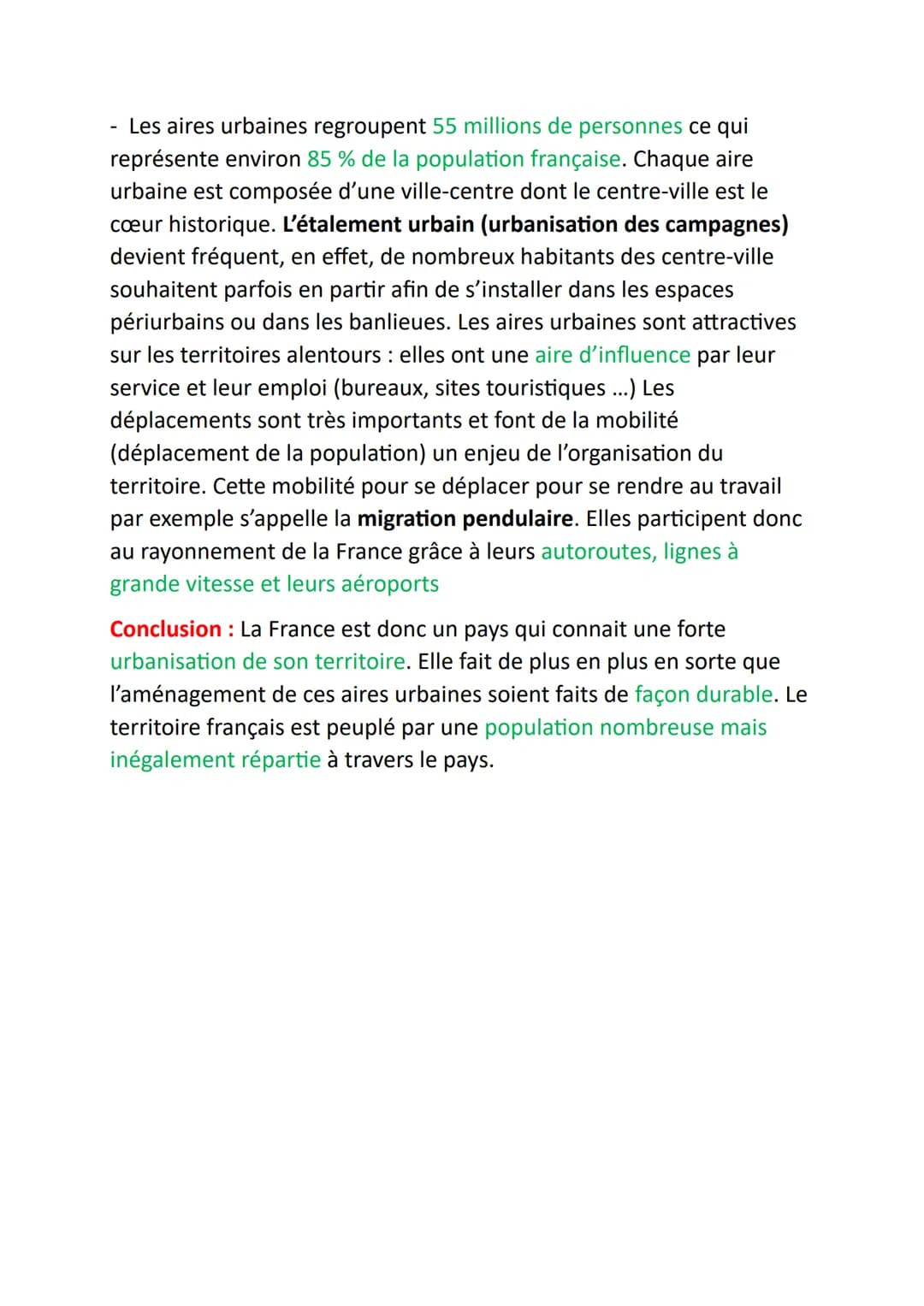 Les aires urbaines en France 3ème - Fiche de Révision et PDF (Géo) en ...