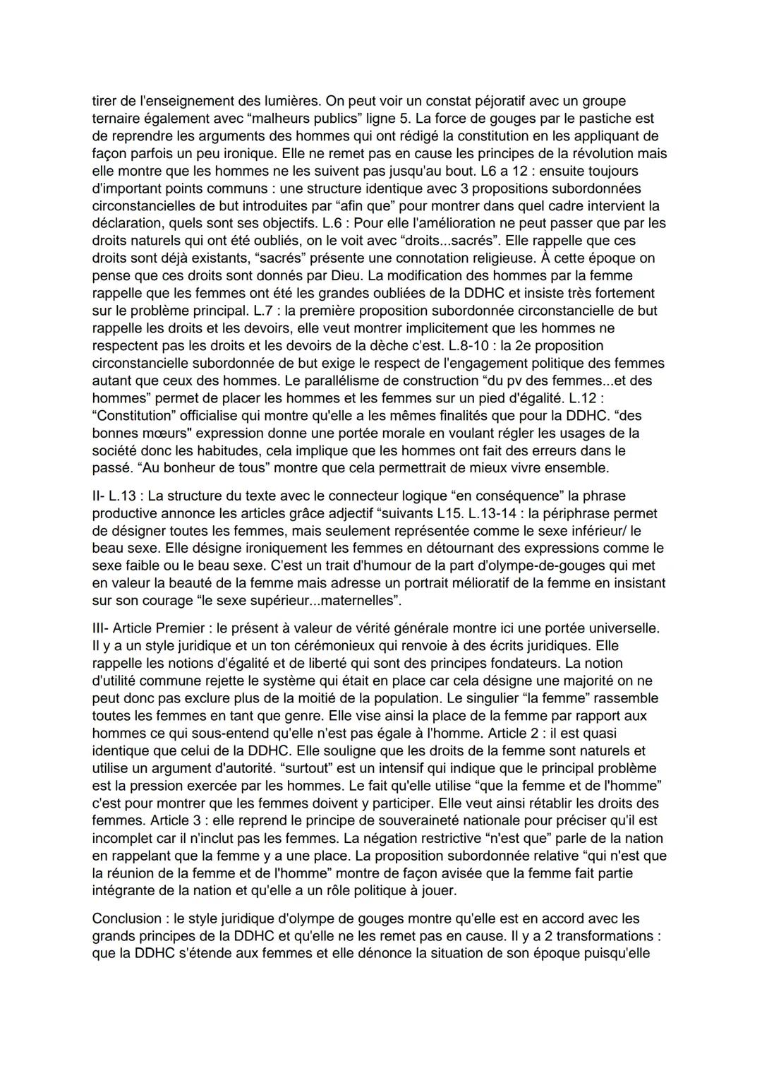 Analyse Linéaire DDFC : Préambule et Articles 1, 2, 3 d’Olympe de ...