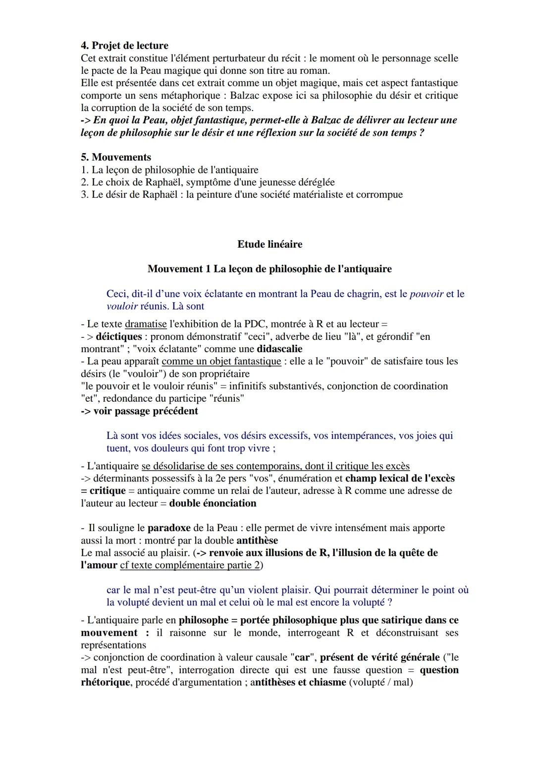 Explication simple: Analyse linéaire La Peau de chagrin : chapitre 1 et ...