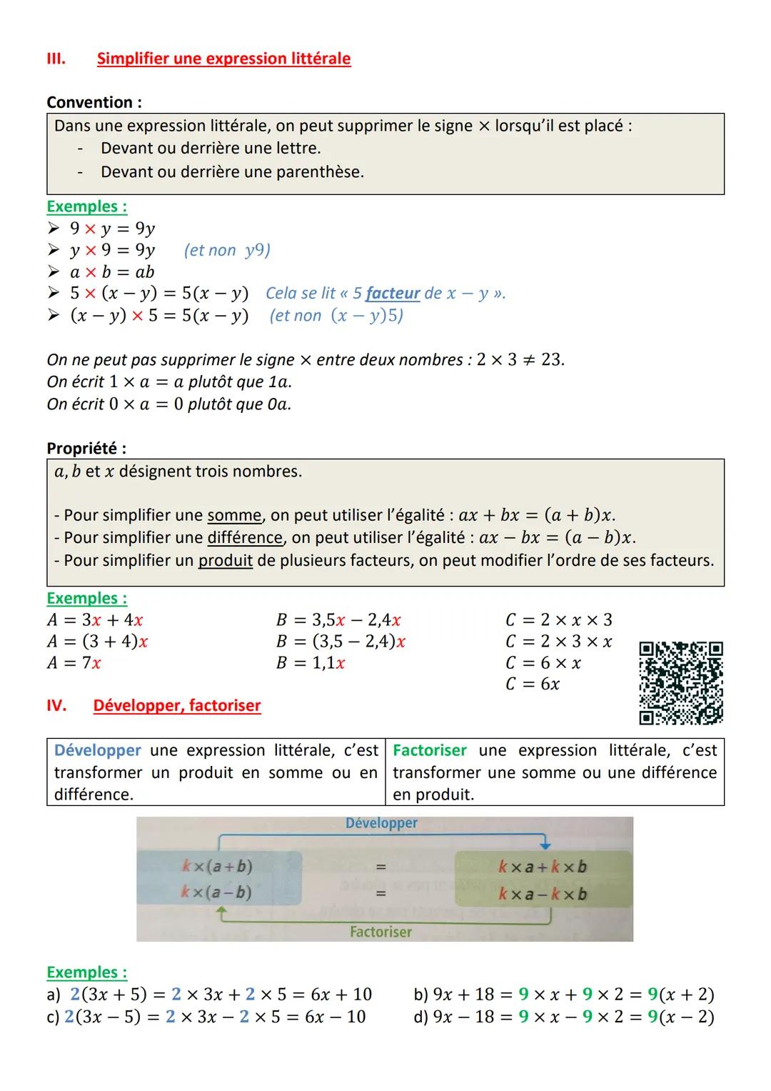Calcul Littéral 5ème : Exercices, Corrigés et PDF (Maths) - Knowunity