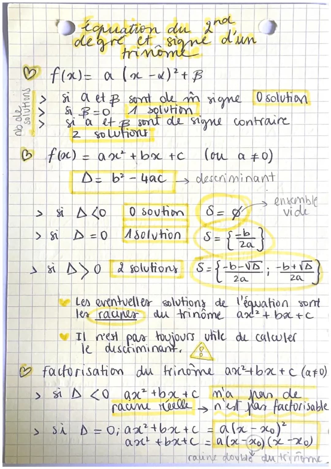 Explication simple: Équations du second degré et signe d’un trinôme ...