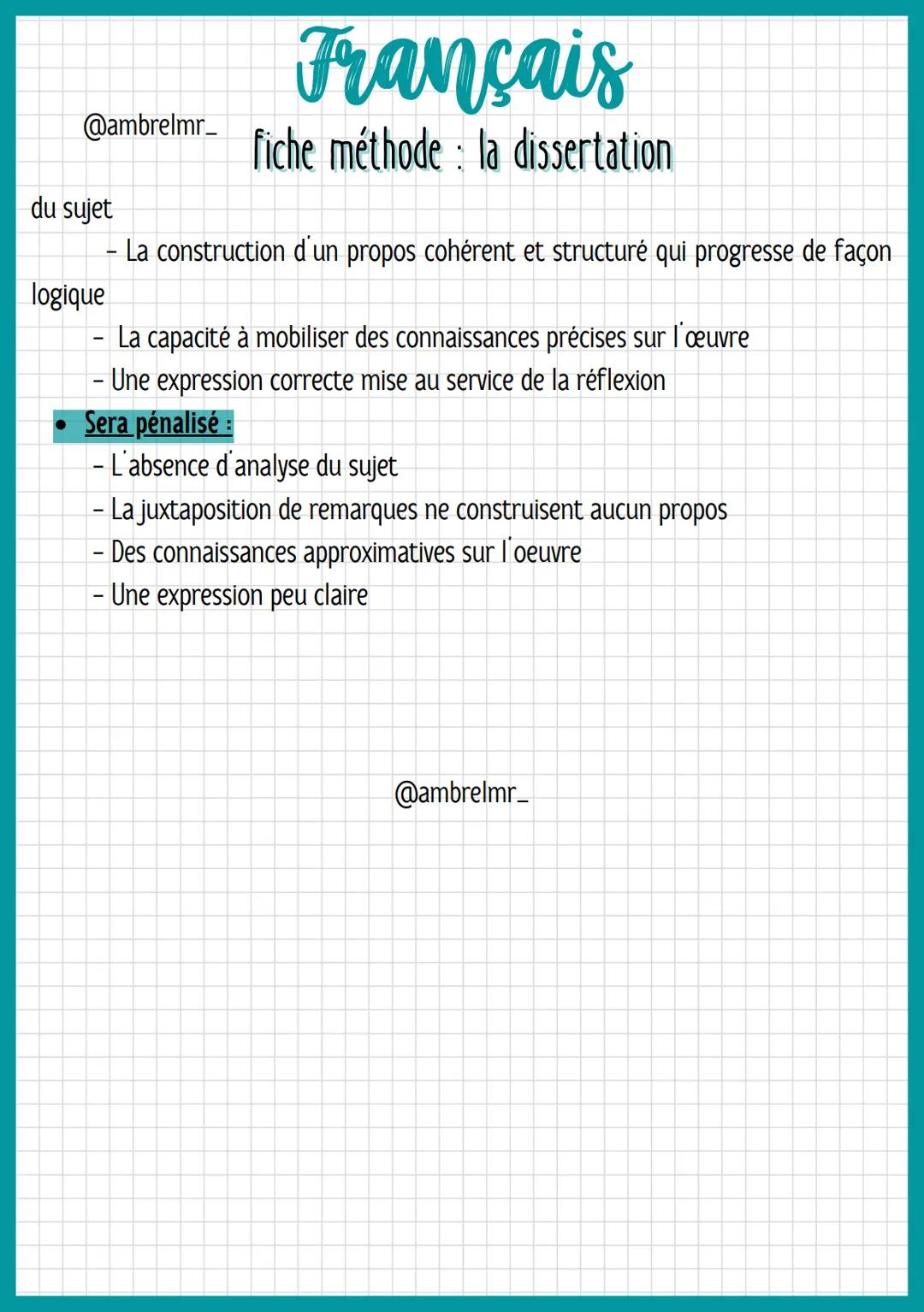 Dissertation Bac Français: Méthode, Plans et Exemples Corrigés ...