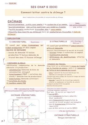 1000 Idées et Solutions pour Lutter contre le Chômage - Fiche de Révision SES Terminale (SES) en ...
