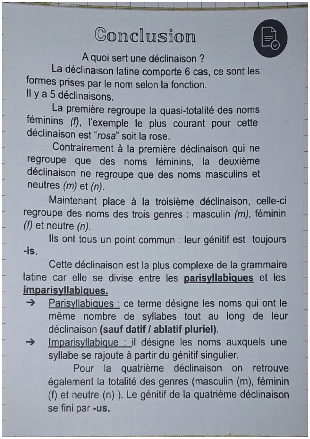 Apprends le Latin Facilement: Tableau des Déclinaisons et Cas avec ...