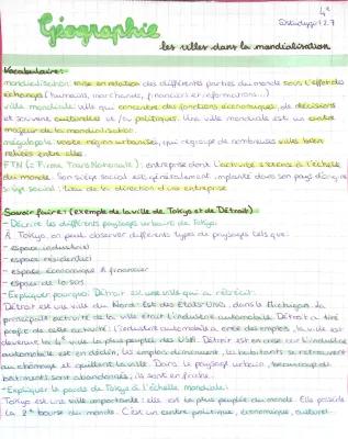 Les villes dans la mondialisation 4e : Évaluation, Quiz et Cartes PDF ...