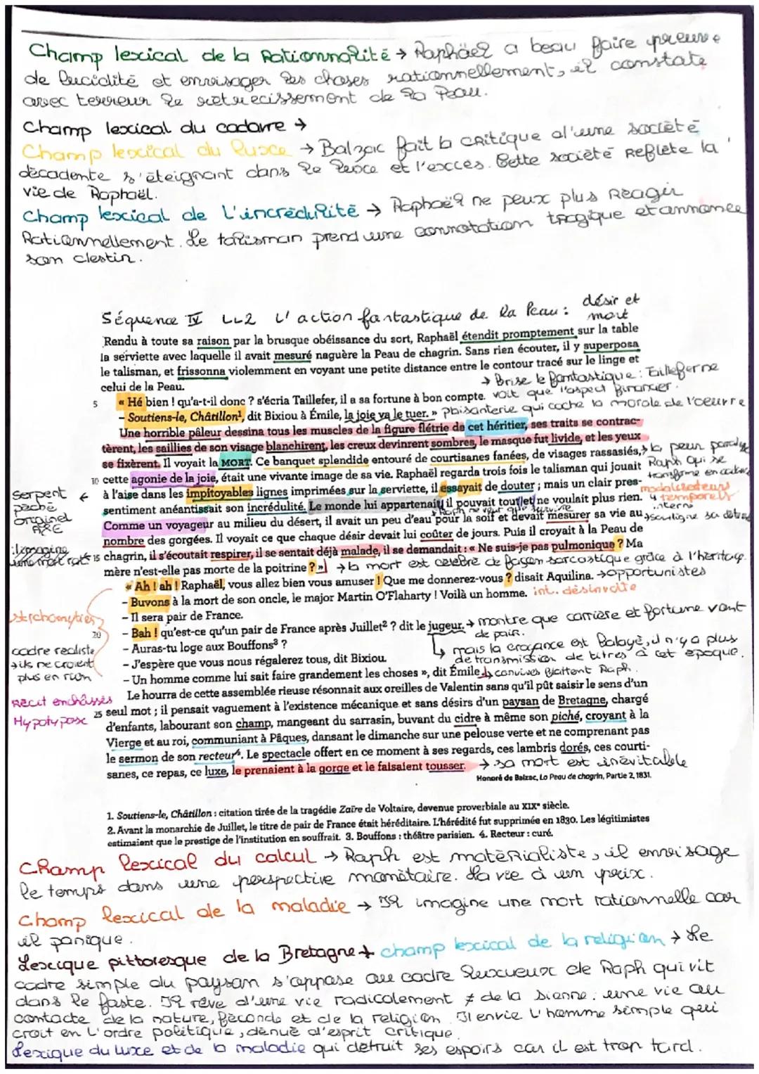 Analyse Simple et Linéaire de La Peau de Chagrin (Français) - Knowunity