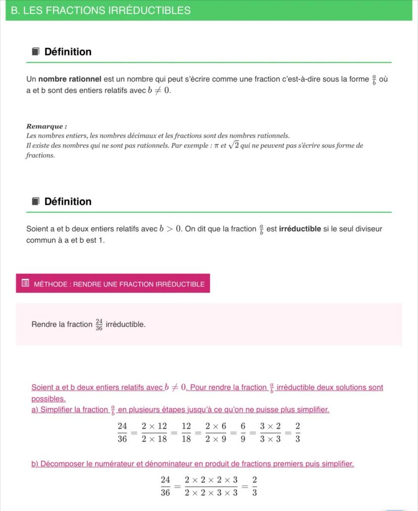 Apprends les Fractions Irréductibles : Exercices Corrigés et Exemples ...