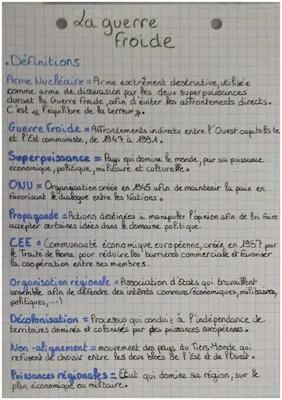 Résumé de la Guerre Froide pour le Bac - Fiche, Dates, Crises et Blocs ...