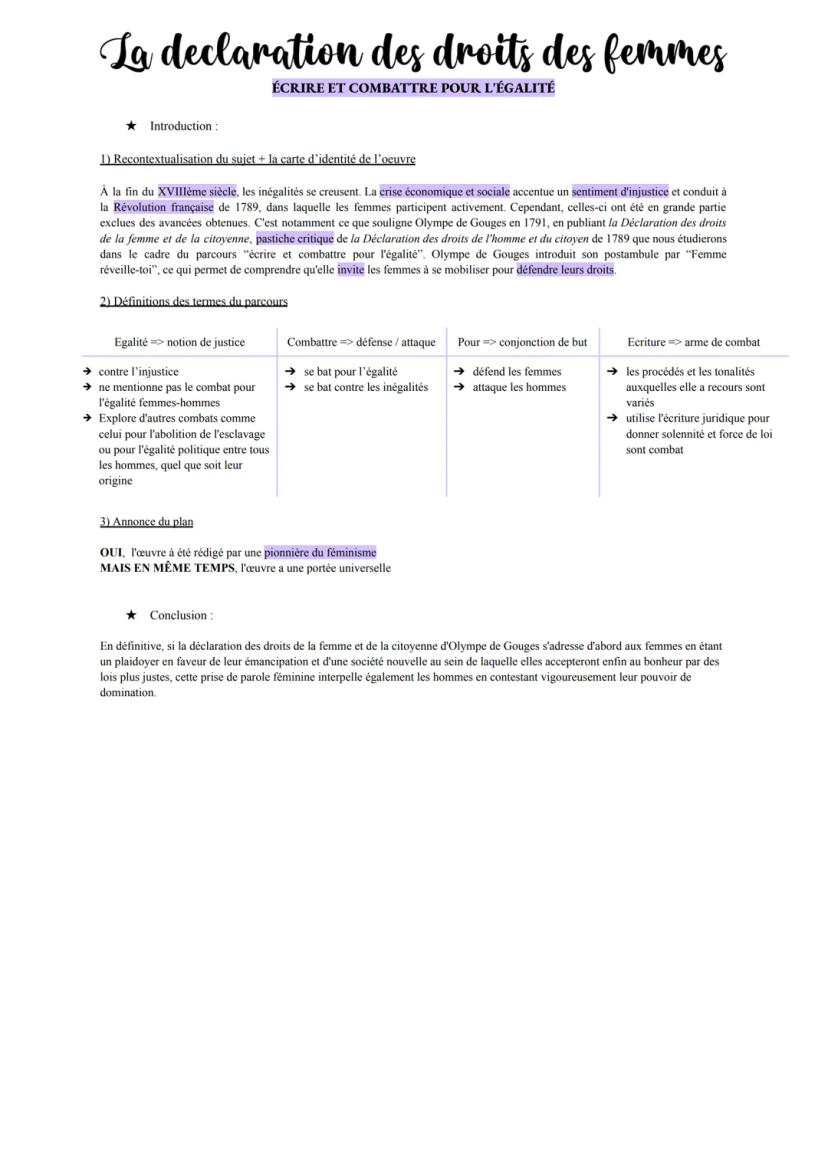 Explication simple: Dissertation corrigée sur Olympe de Gouges : La ...