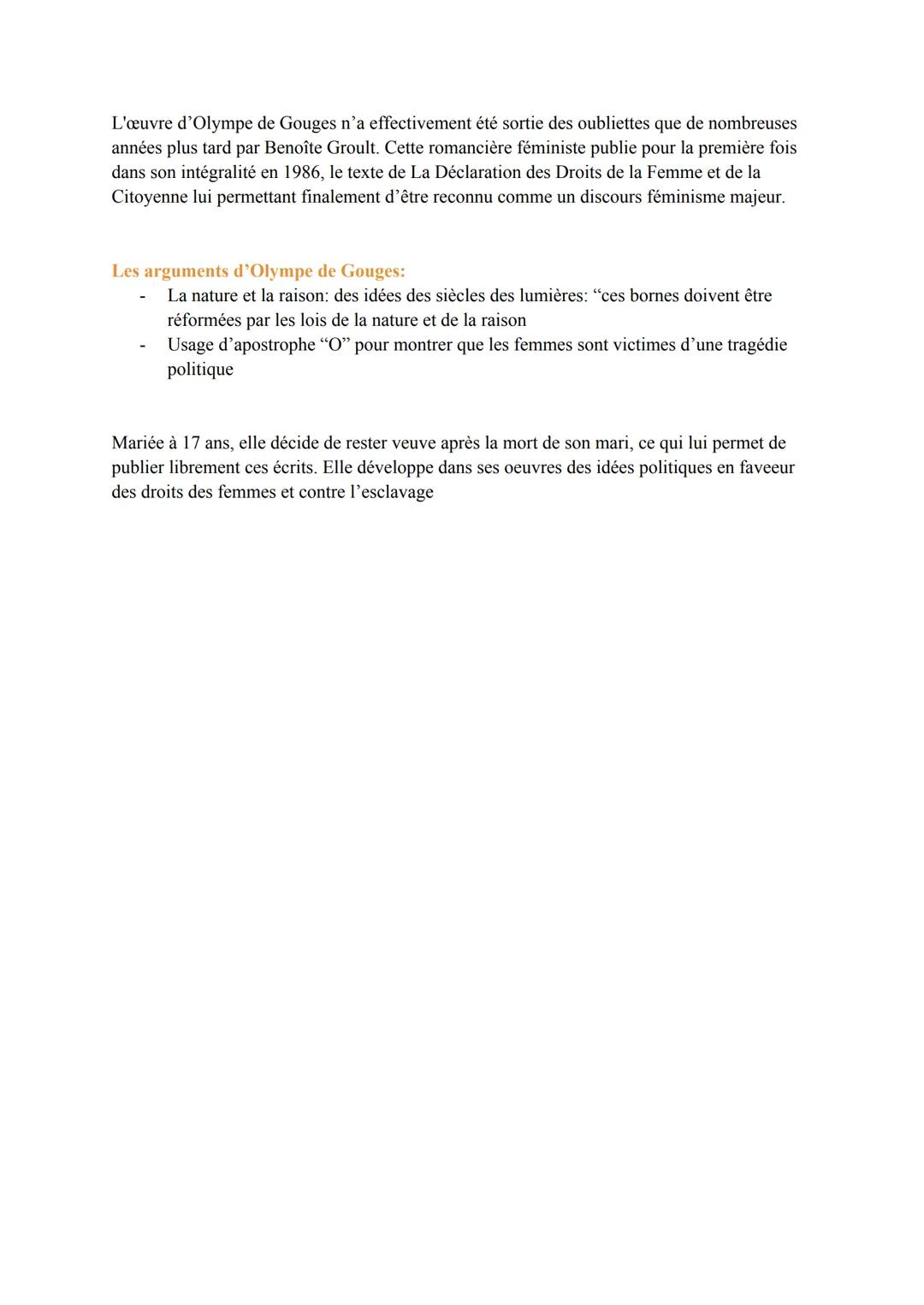 Dissertation Olympe de Gouges corrigé PDF: Tout savoir sur La ...