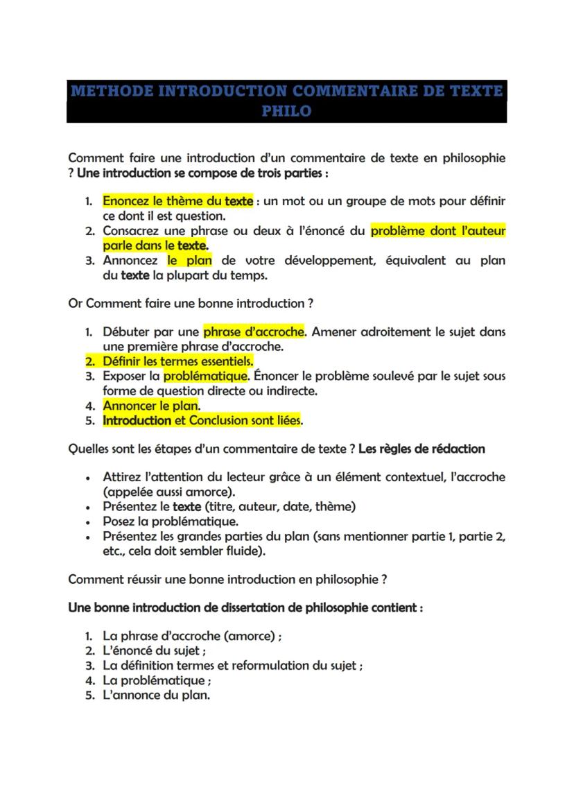 Exemple d'introduction de commentaire philo Terminale - Comment réussir ...